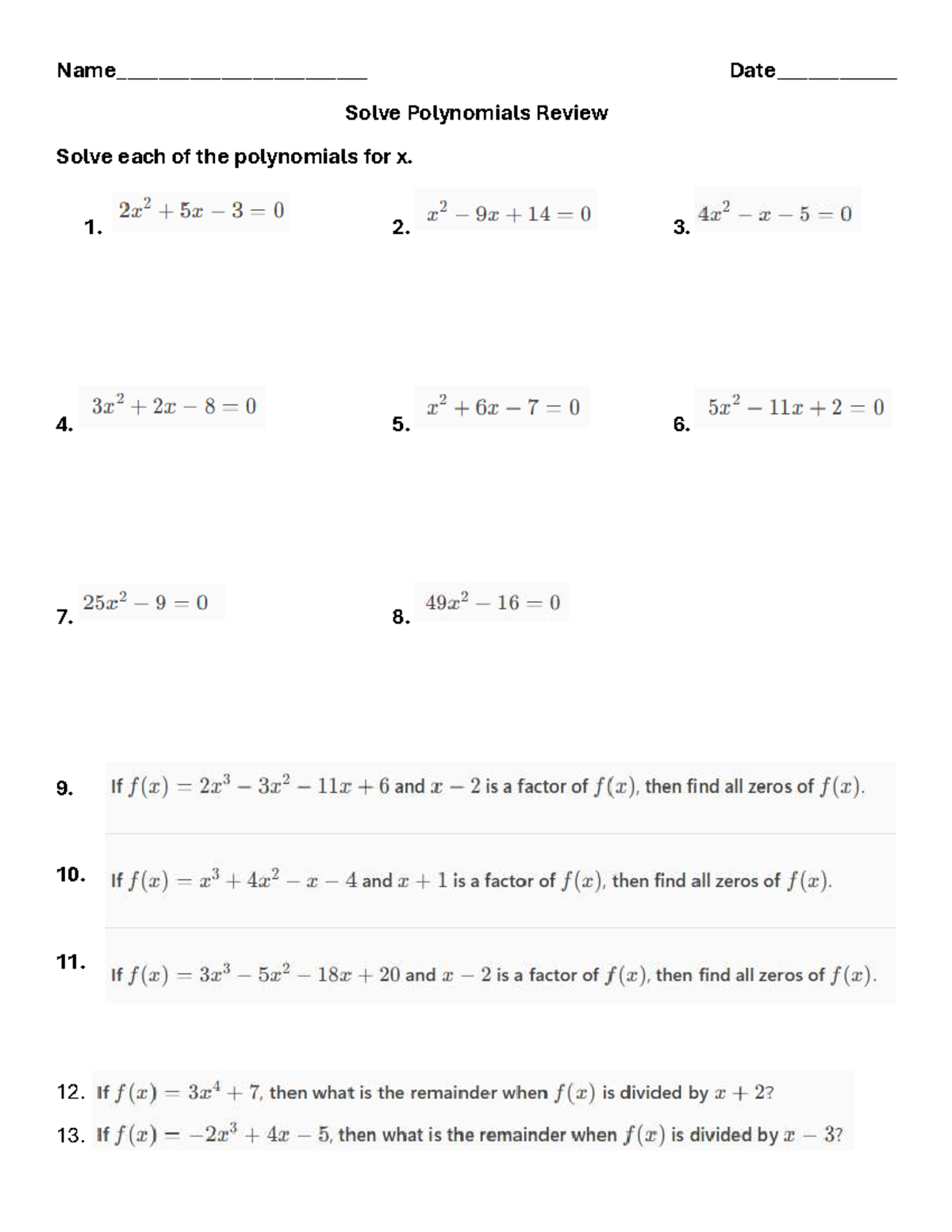Algebra 2 Unit 5 Part 3 review - Name________________________ Date ...