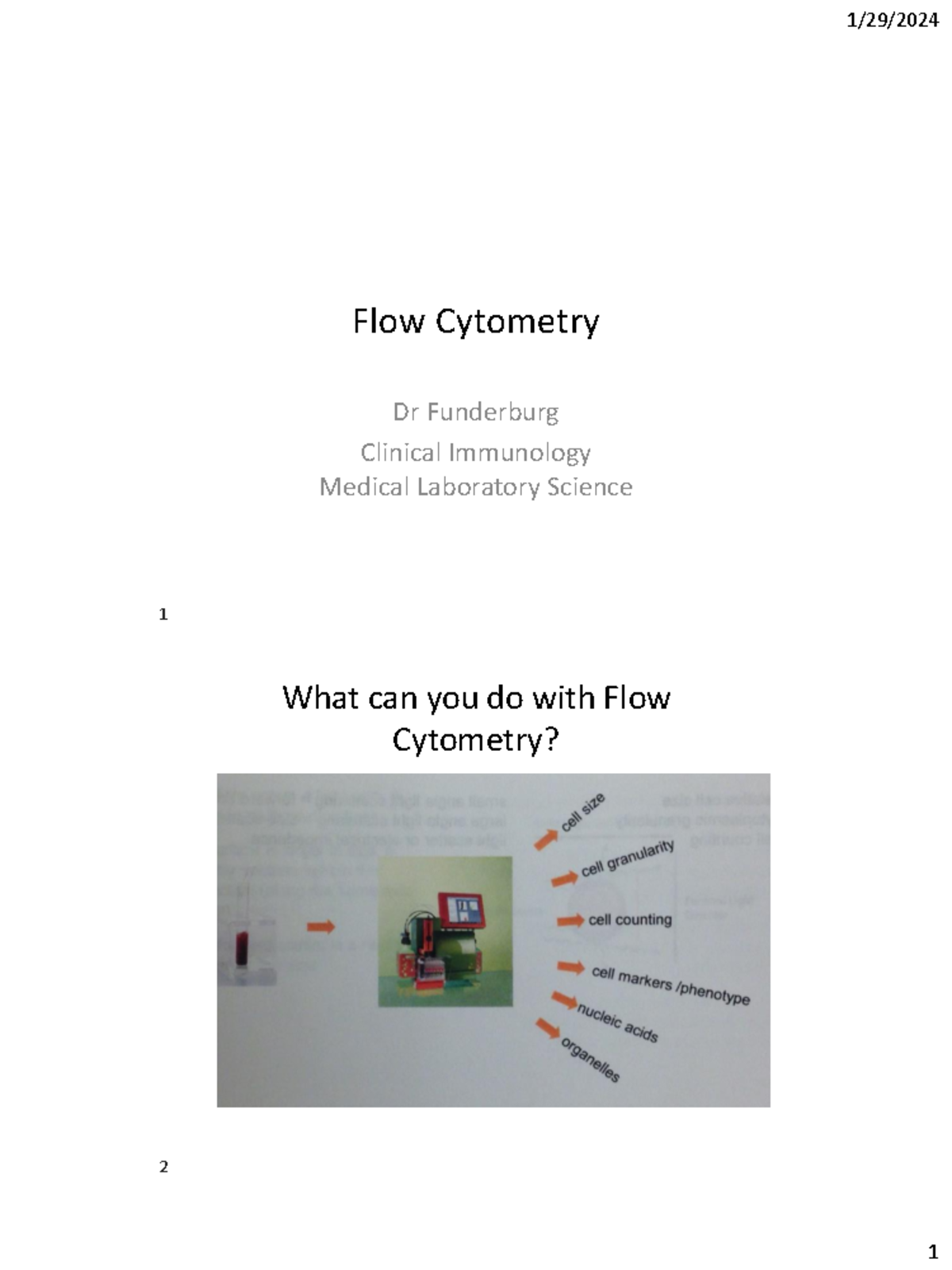 Flow Cytometry Lab Notes - MLS Clinical Immunology 2024-1 - Studocu