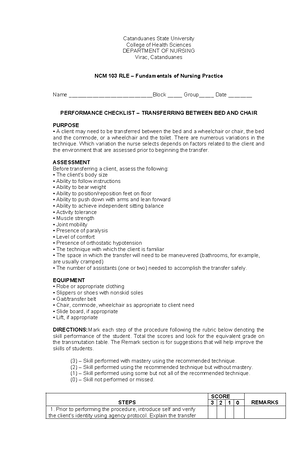 Moving A Client UP IN BED - Catanduanes State University College of ...