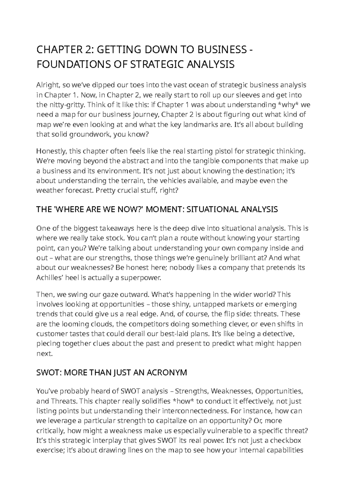 CHAPTER 2: FOUNDATIONS OF STRATEGIC ANALYSIS IN BUSINESS - Studocu