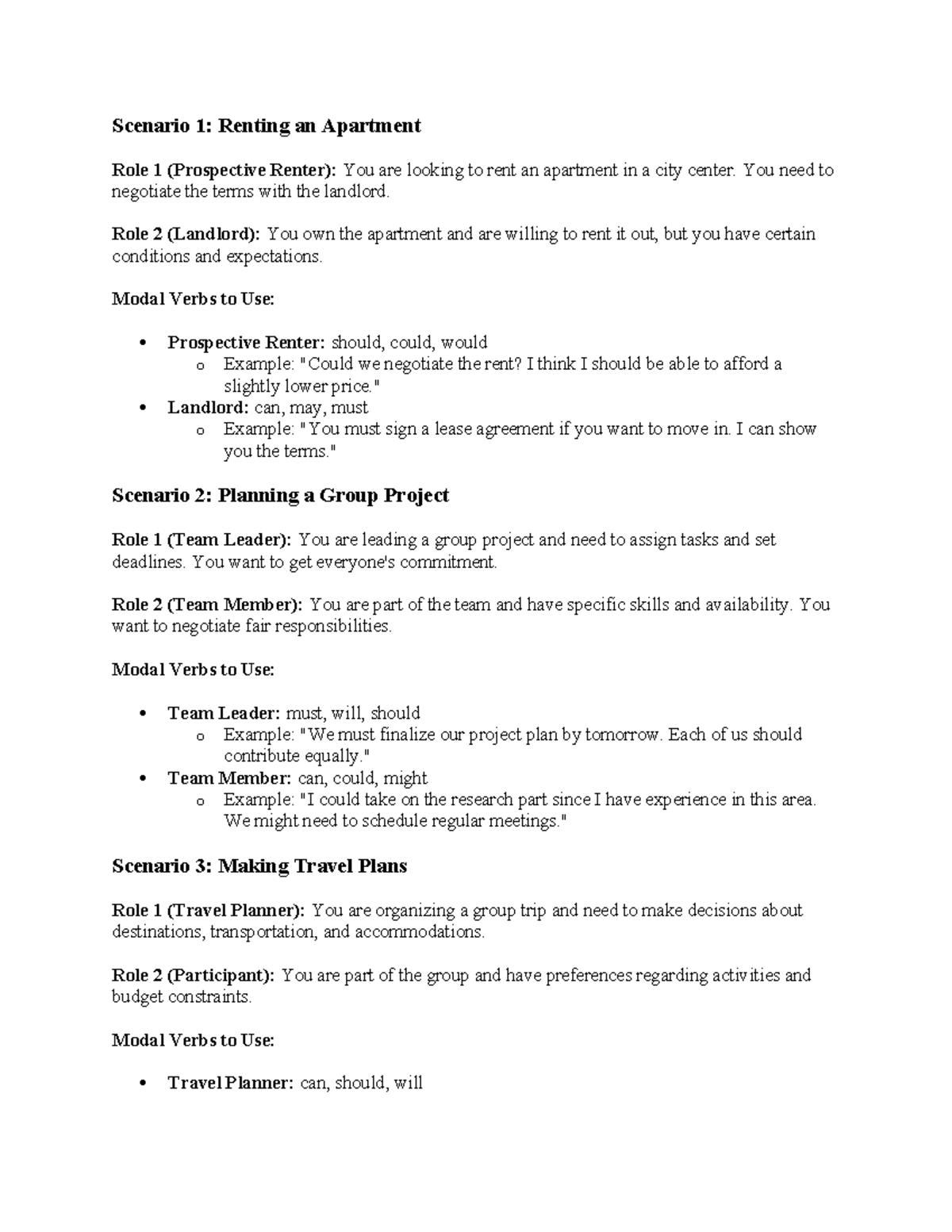 Role Play Scenarios for Effective Communication - PLAY - Studocu