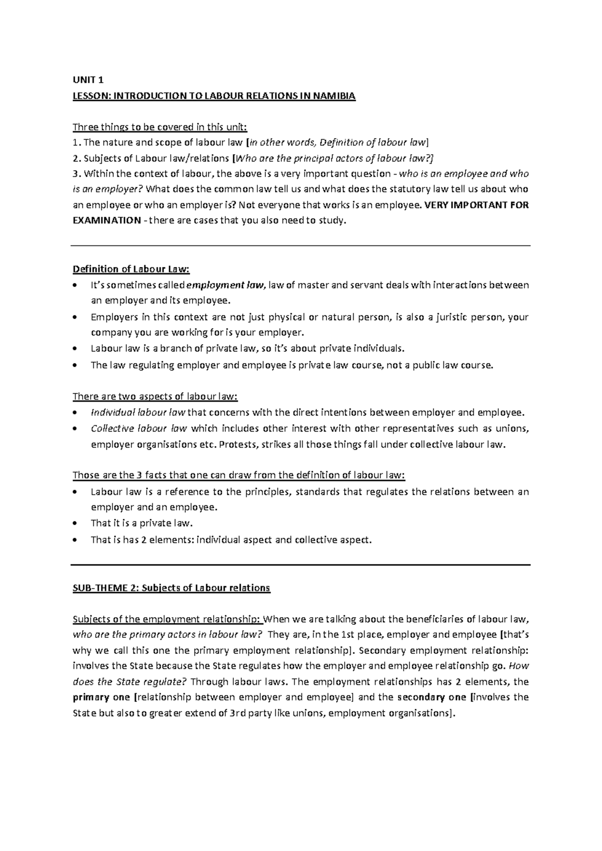 Introduction to Labour Relations - Lesson 1: Notes for Course LL101 ...