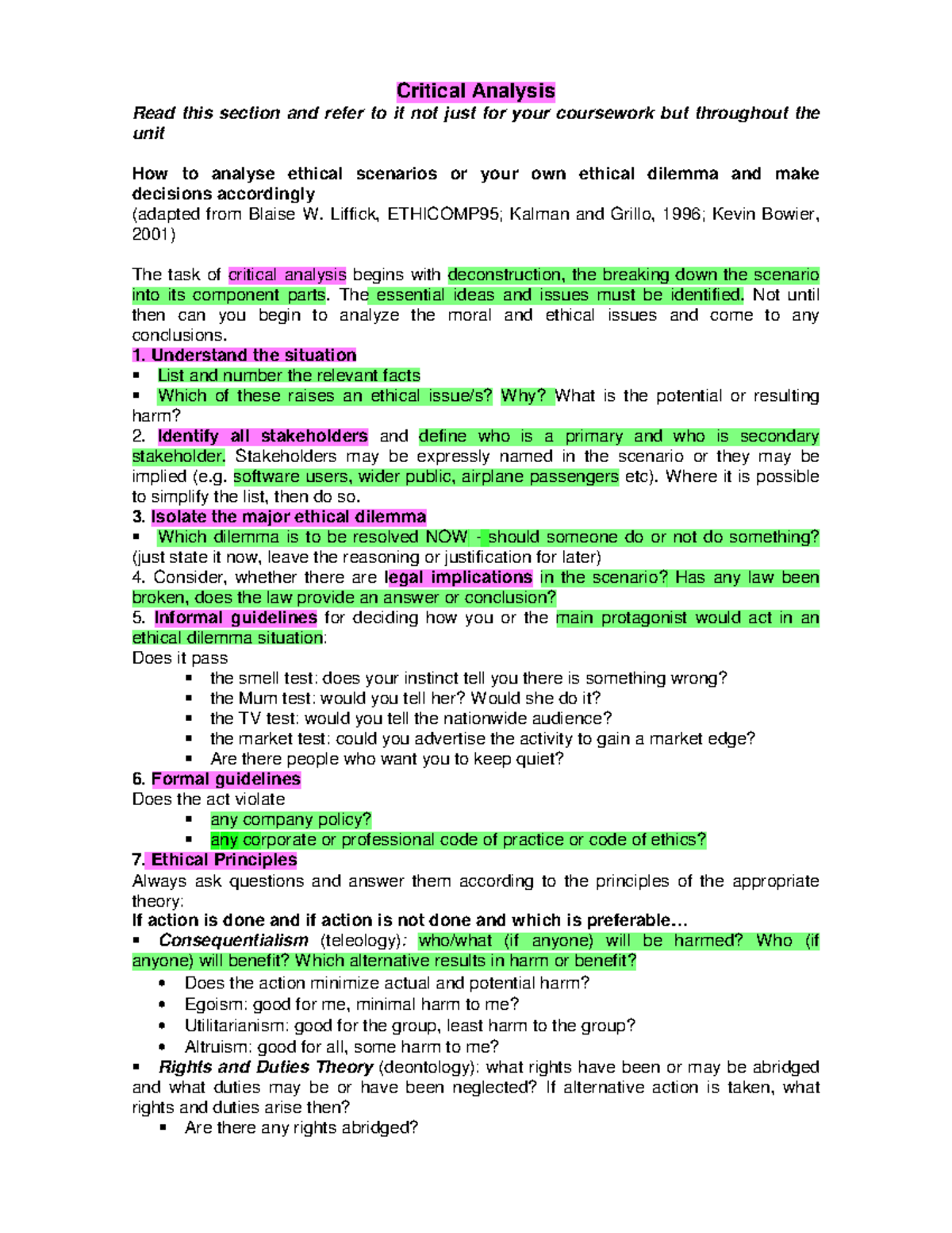 Critical Analysis Framework - Essential Guide for Ethics Decision ...