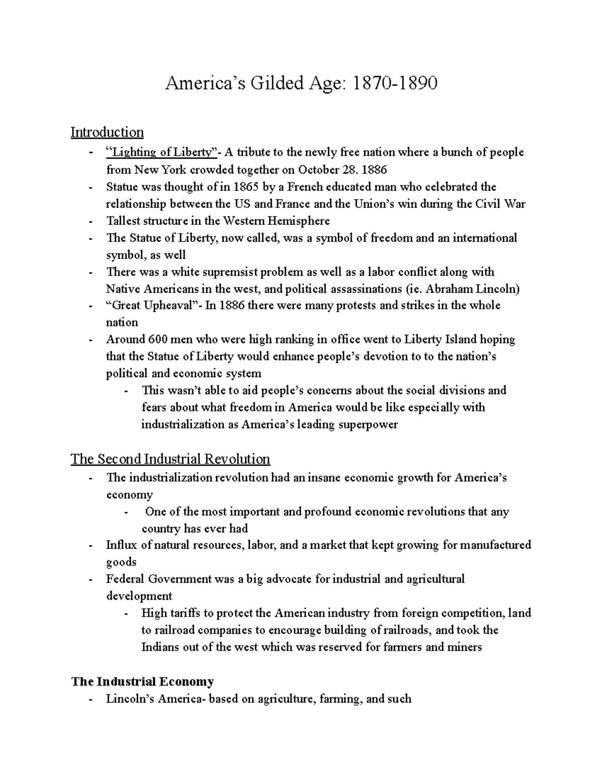 Chapter 16: America's Gilded Age and the Industrial Revolution - Studocu