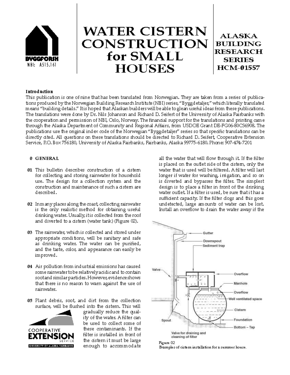 NBI A515.161 Water Cistern Construction in Alaska: A Guide - Studocu