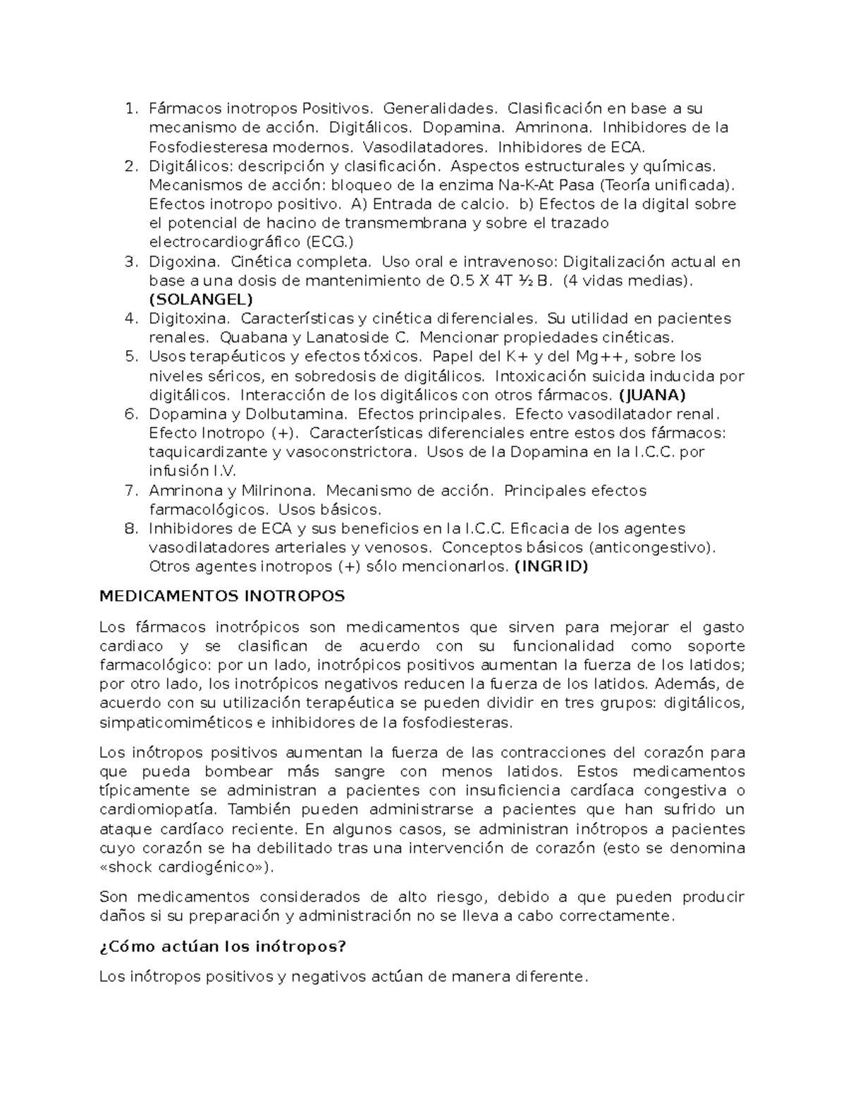 Medicamentos Inotrópicos: Clasificación, Mecanismos y Usos Terapéuticos ...