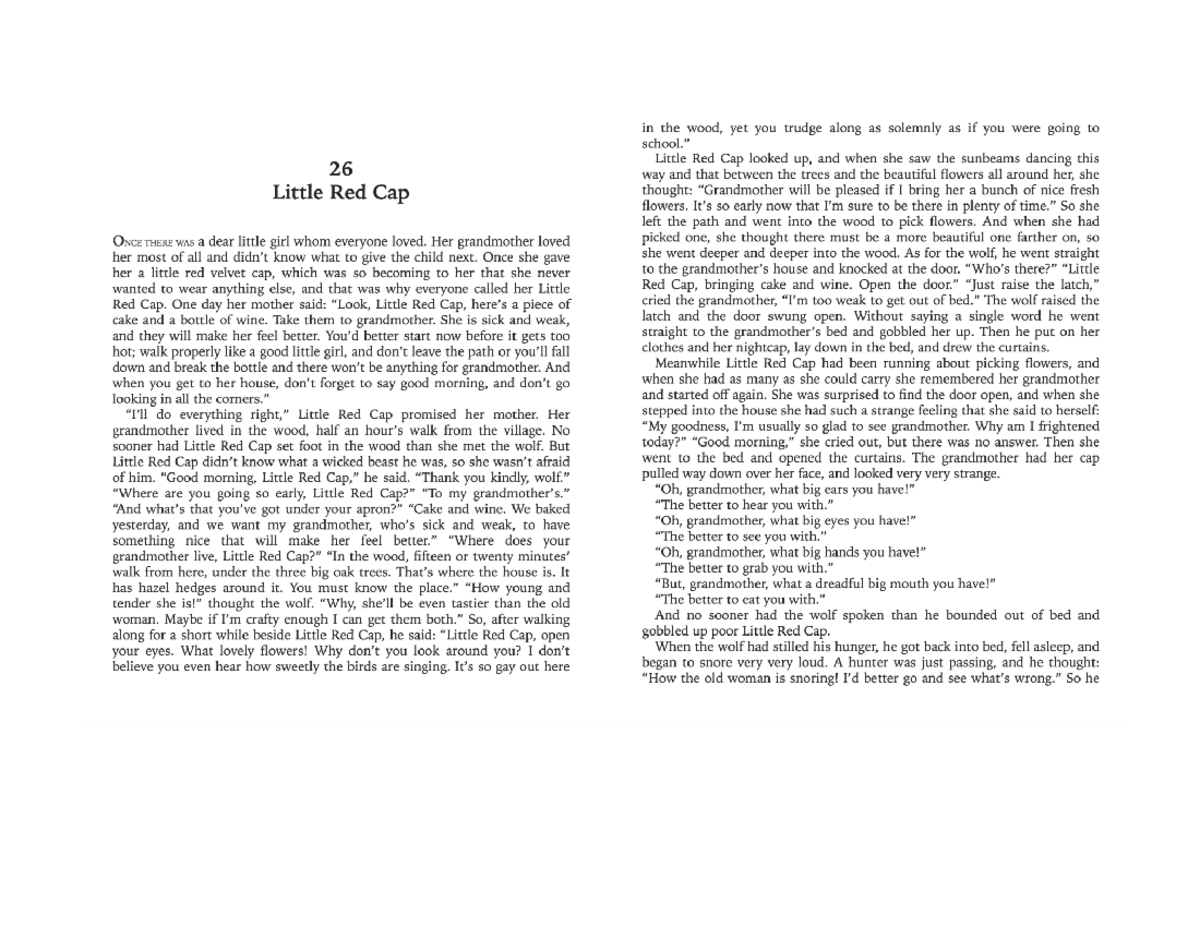 Little Red Cap - A Fairy Tale Analysis - 1111 - Studocu
