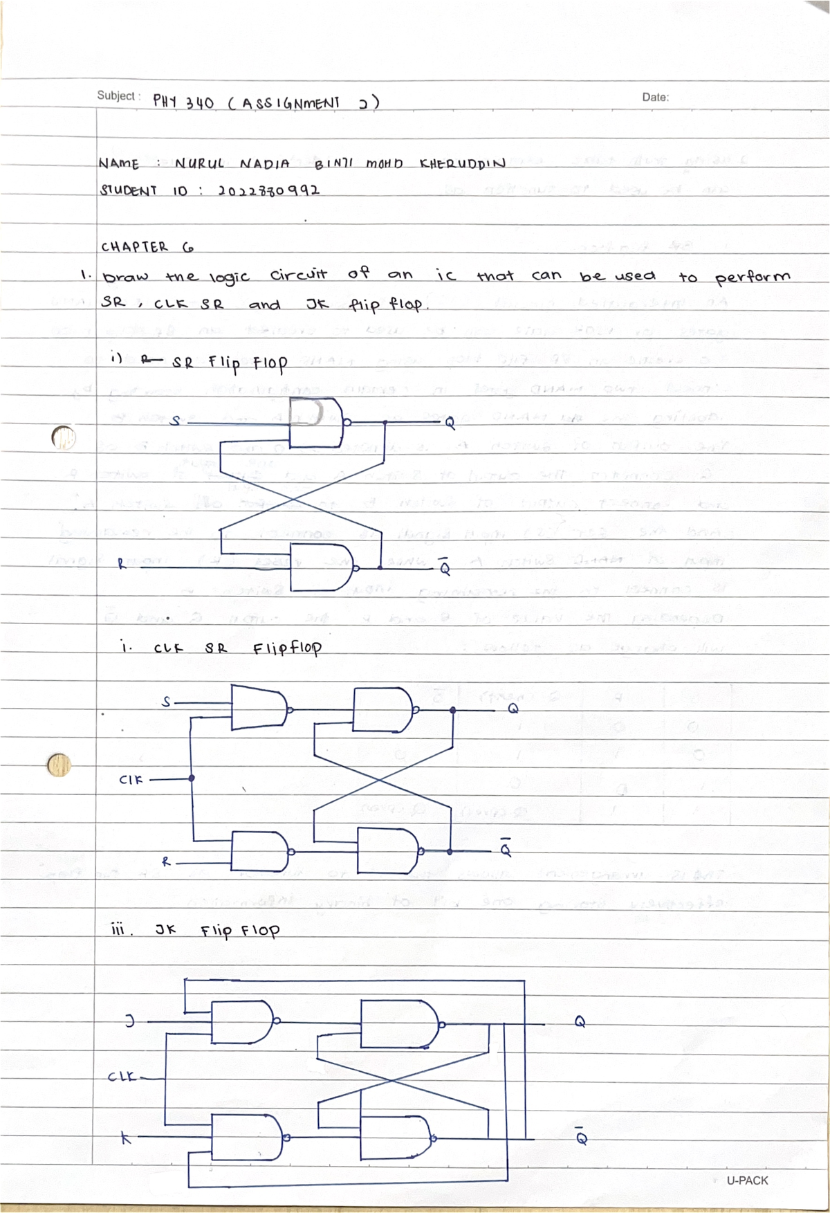 PHY 340: Assignment 2 - Logic Circuits & Flip Flops Exploration - Studocu