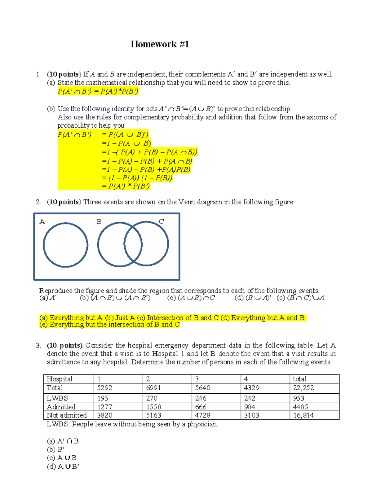 HW1 Solutions: Probability and Sets Overview - Stat 101 - Studocu