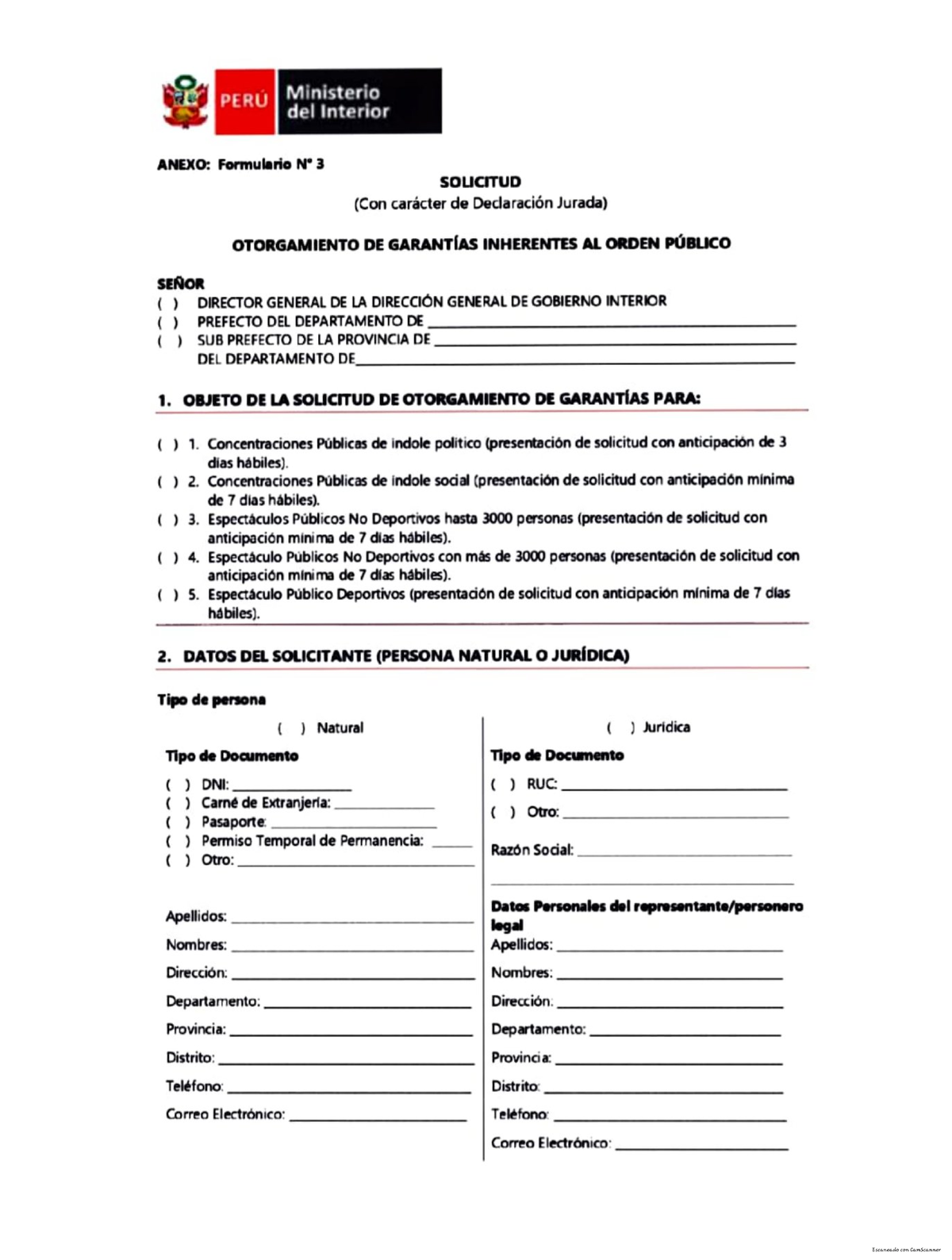 Formato de otorgamiento de garantías inherentes al orden público ...