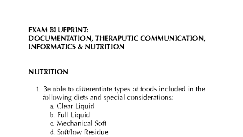 Exam 4 Study Guide: Nutrition, Communication, and Documentation - Studocu