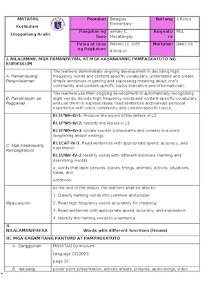 Lesson PLAN IN English summararizing and paraphrasing - LESSON PLAN IN ...
