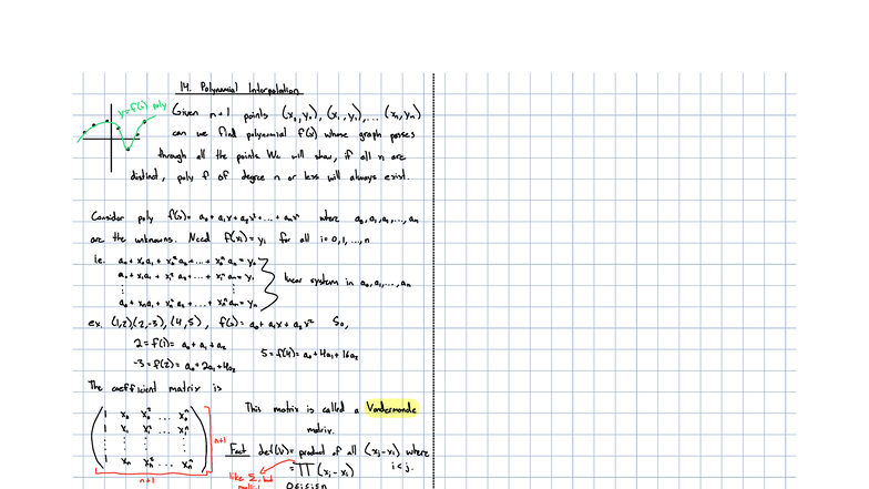14. Polynomial Interpolation Notes for Math 101 Final Exam - Studocu