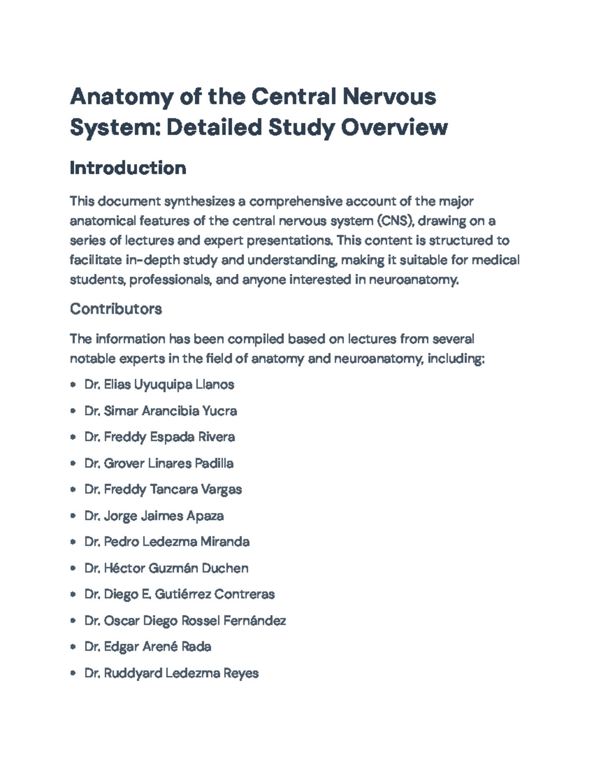 Comprehensive Overview of Central Nervous System Anatomy: Study Guide ...