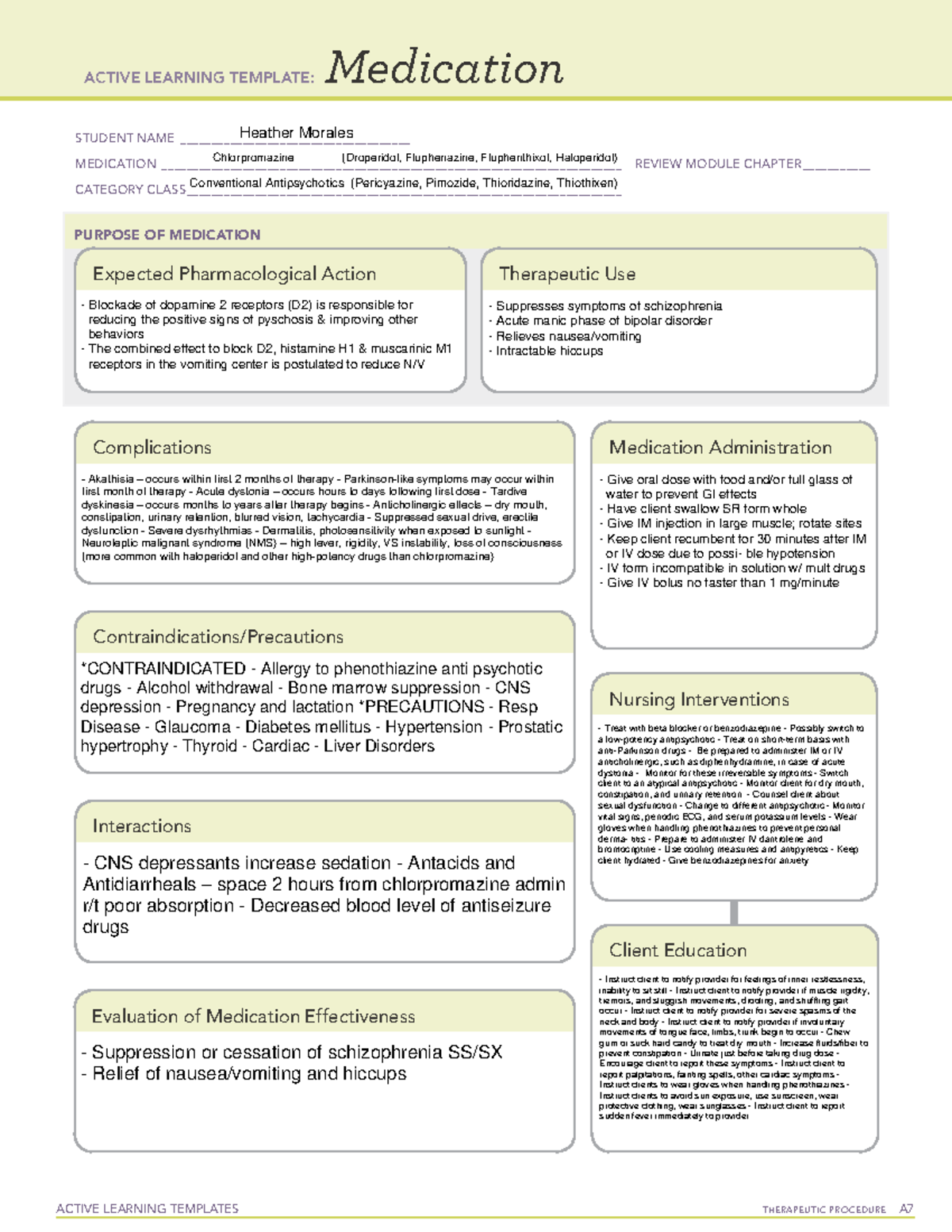 Chlorpromazine - medication templates ati - ####### ACTIVE LEARNING ...
