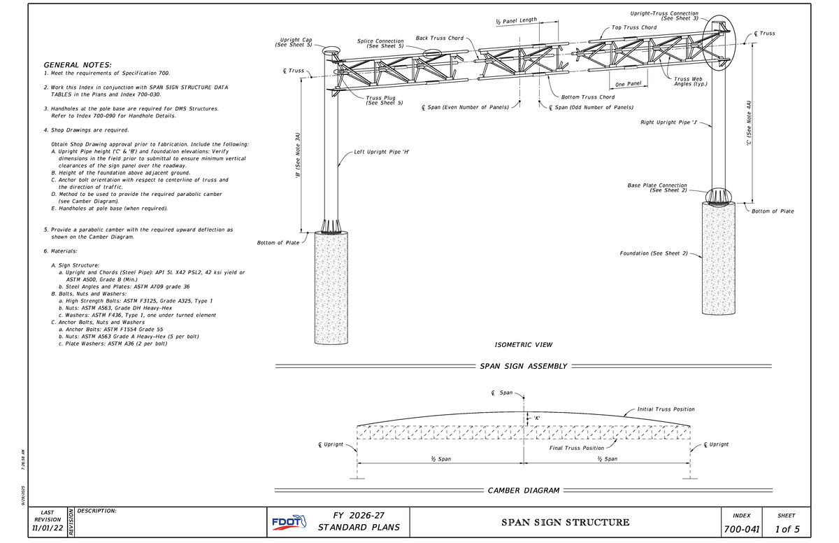 700-041 - Span Sign Structure Connection Details and General Notes ...
