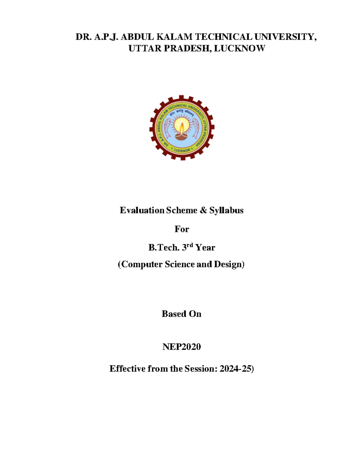 B.Tech. Computer Science and Design Syllabus 3rd year 2024-25 - DR. A.P ...