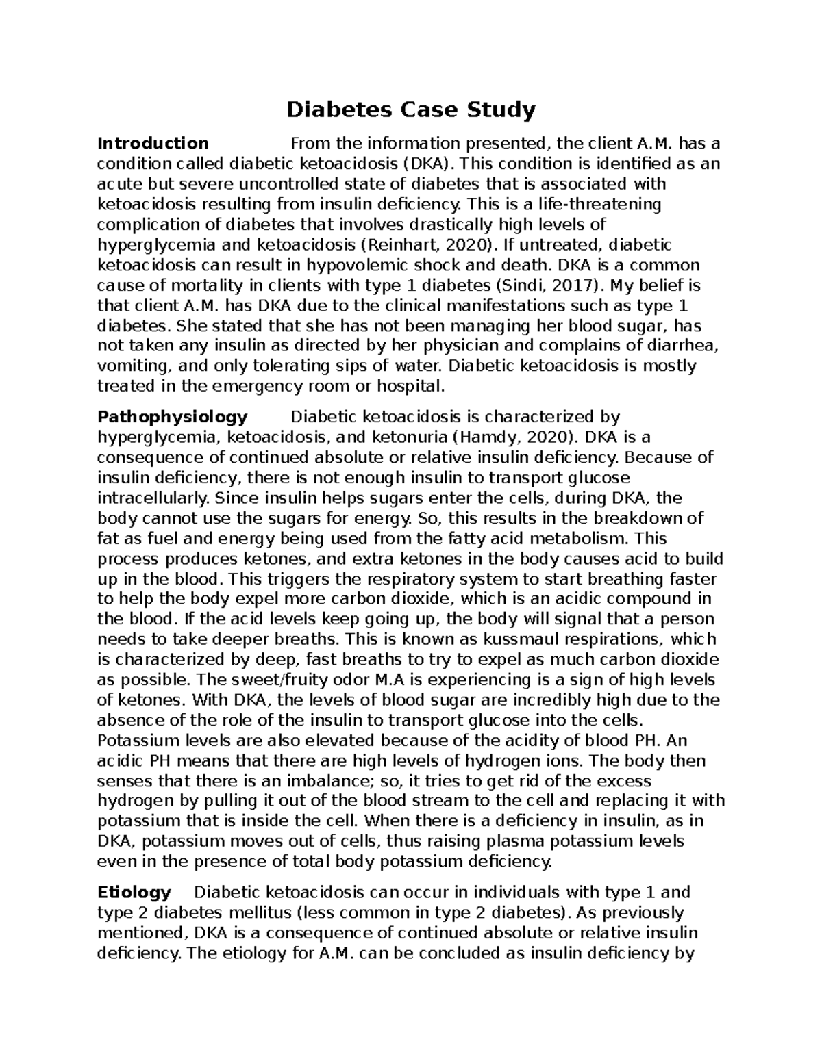 Diabetes Mellitus case study Pathophysiology - Diabetes Case Study ...