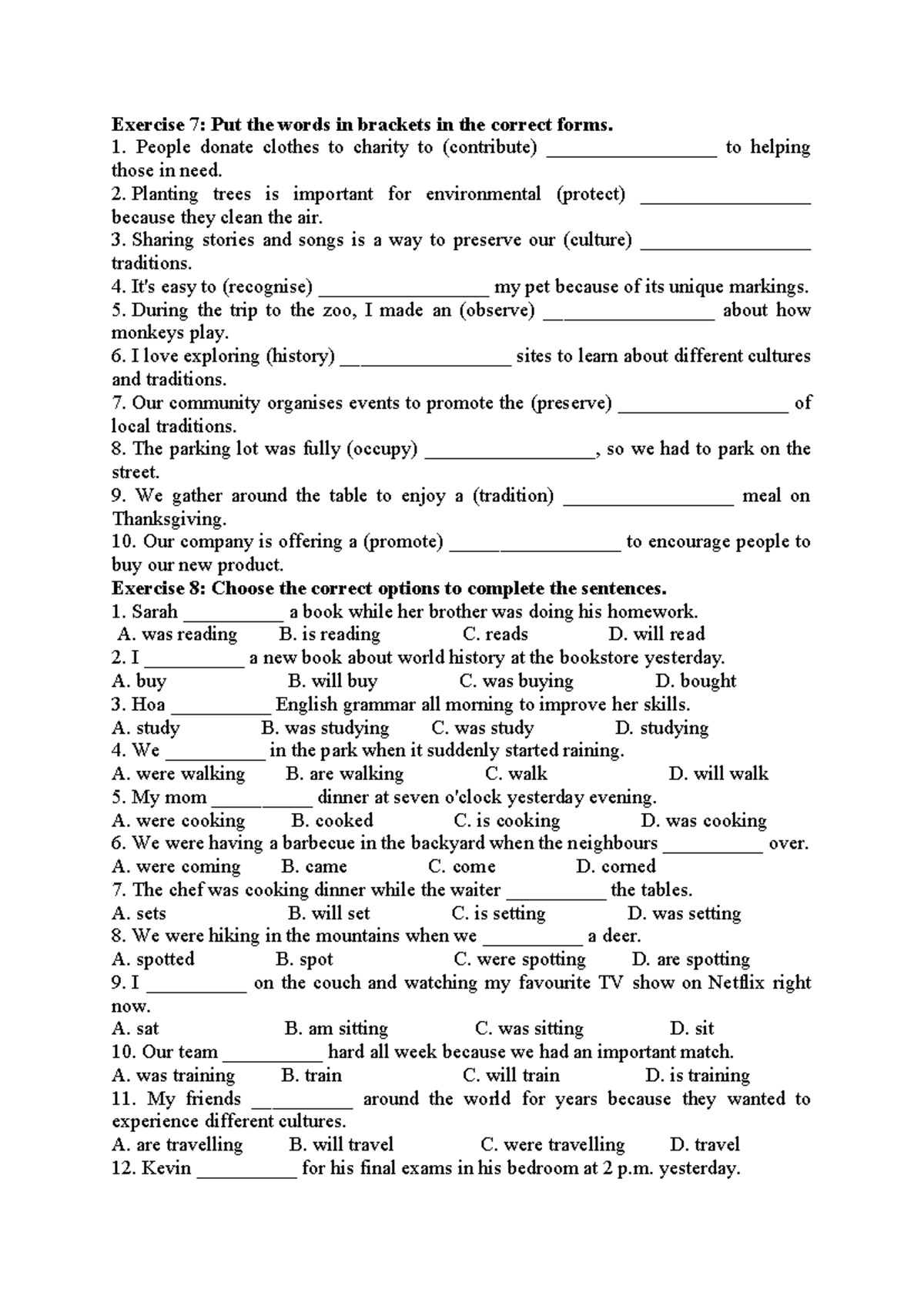 Exercise 7-16: Verb Forms and Sentence Correction Guide - Studocu