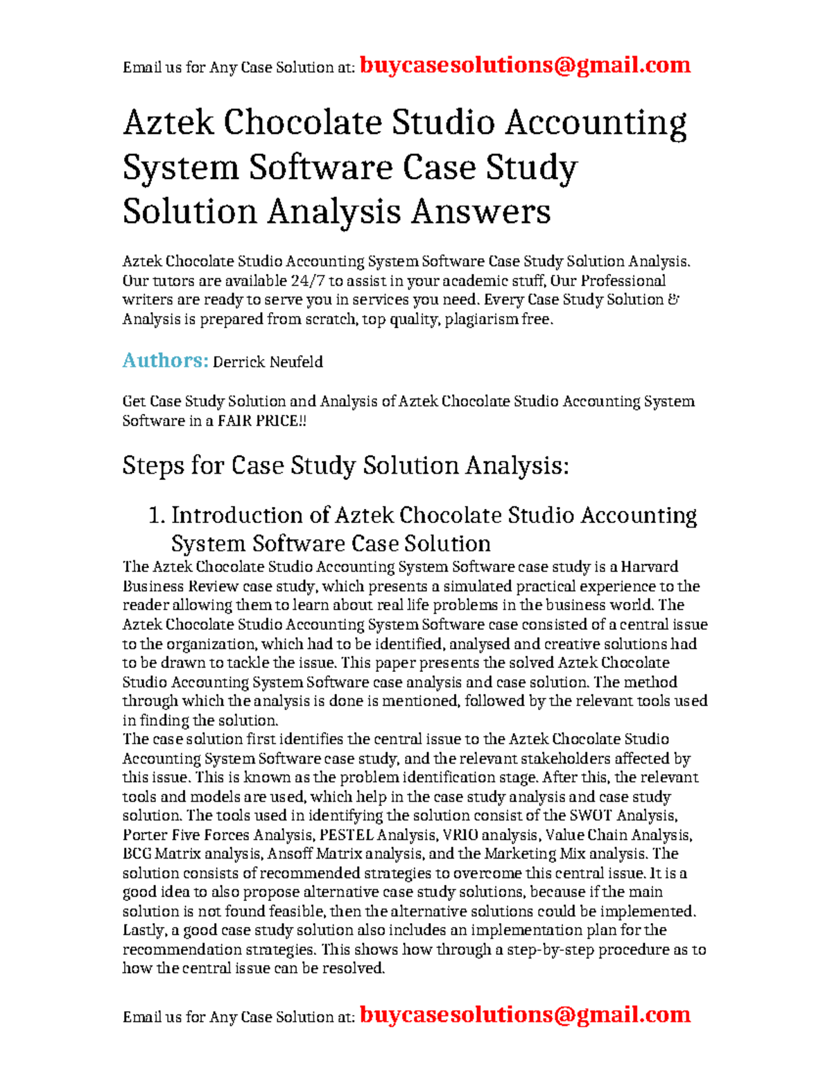 Case Solution Aztek Chocolate Studio Accounting System Software - Aztek ...