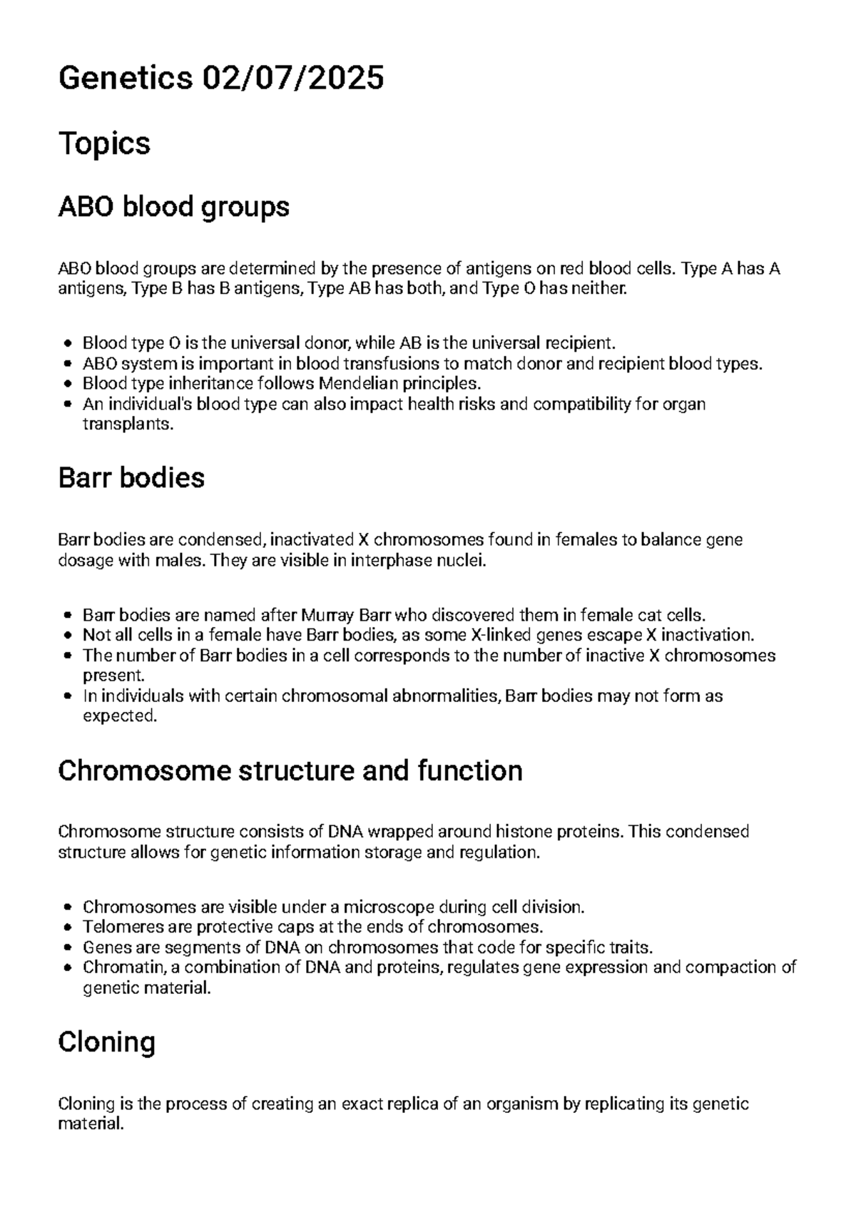 Genetics Unit Study Guide: Key Concepts and Topics Overview - Studocu