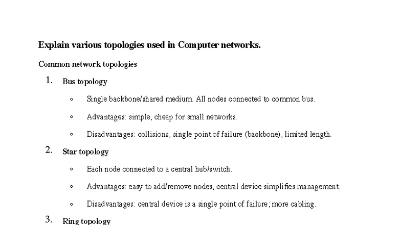 CN UNIT1:2 - Overview of Computer Network Topologies and Protocols ...