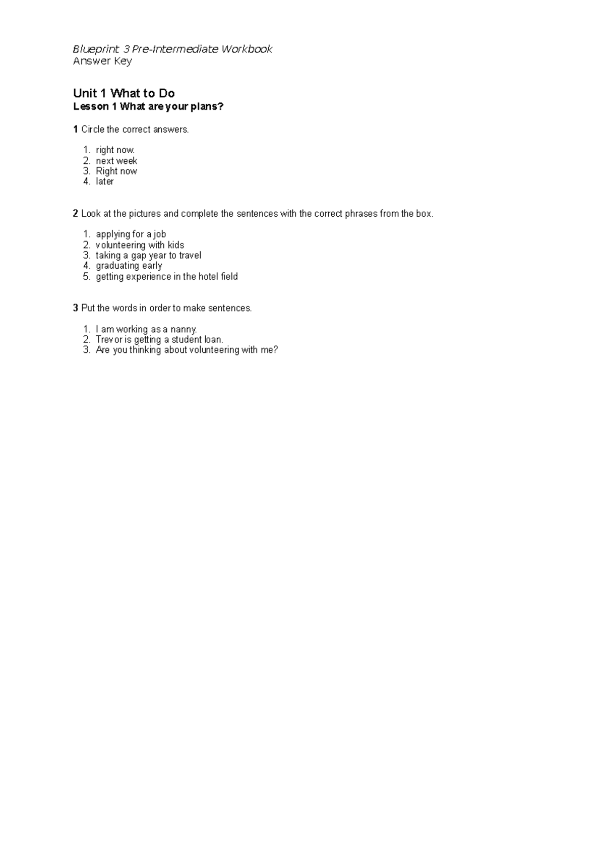 Blueprint 3 Workbook Answer Key: Comprehensive Guide for Lessons 1-4 ...