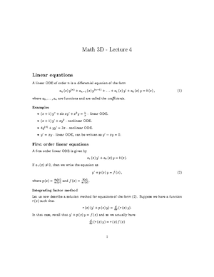Math 3D: Lecture 1 - Introduction to Differential Equations - Math 3D ...