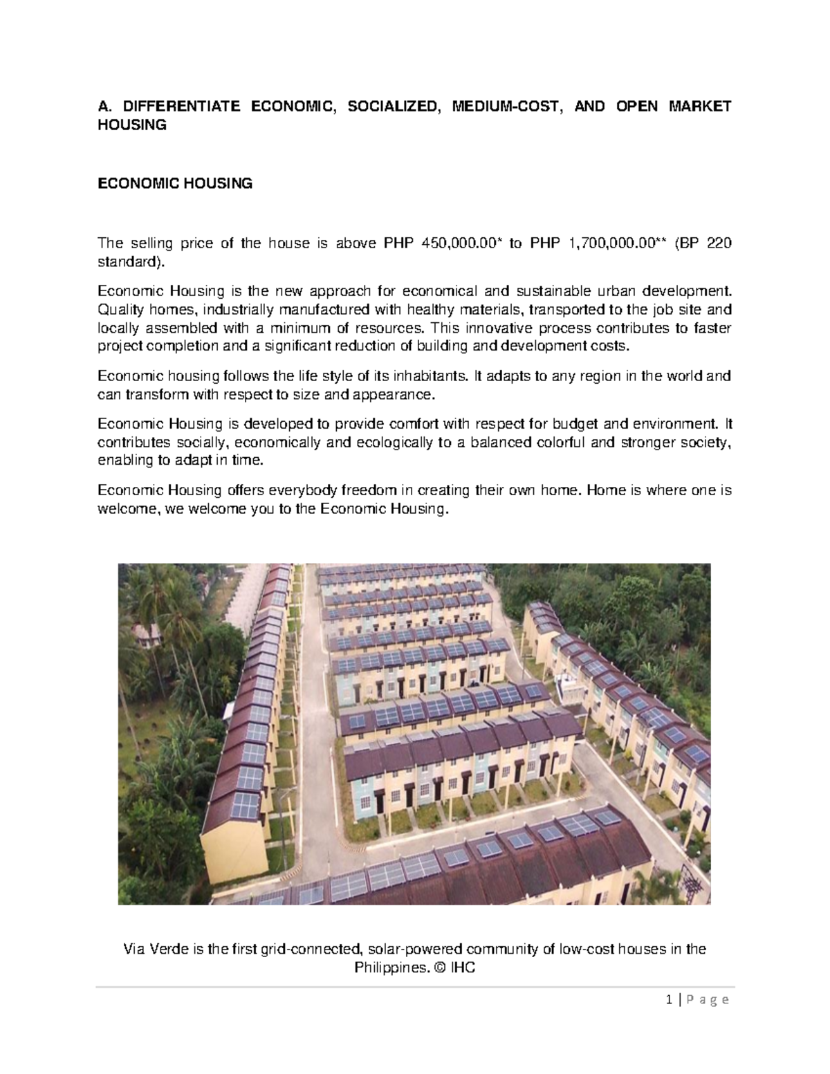 RSW2 - Overview of Housing Categories in the Philippines: Economic to ...