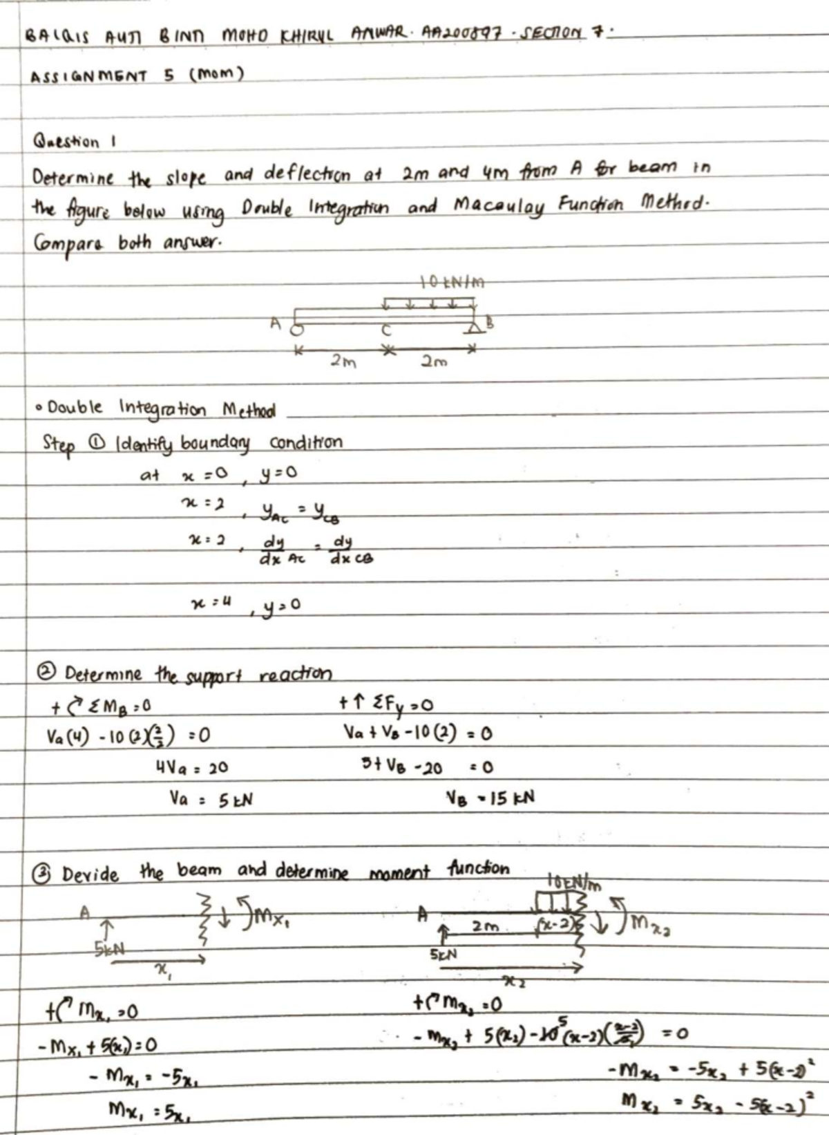 MOM AA200897 Section 7: Assignment 5 - Slope & Deflection Analysis ...