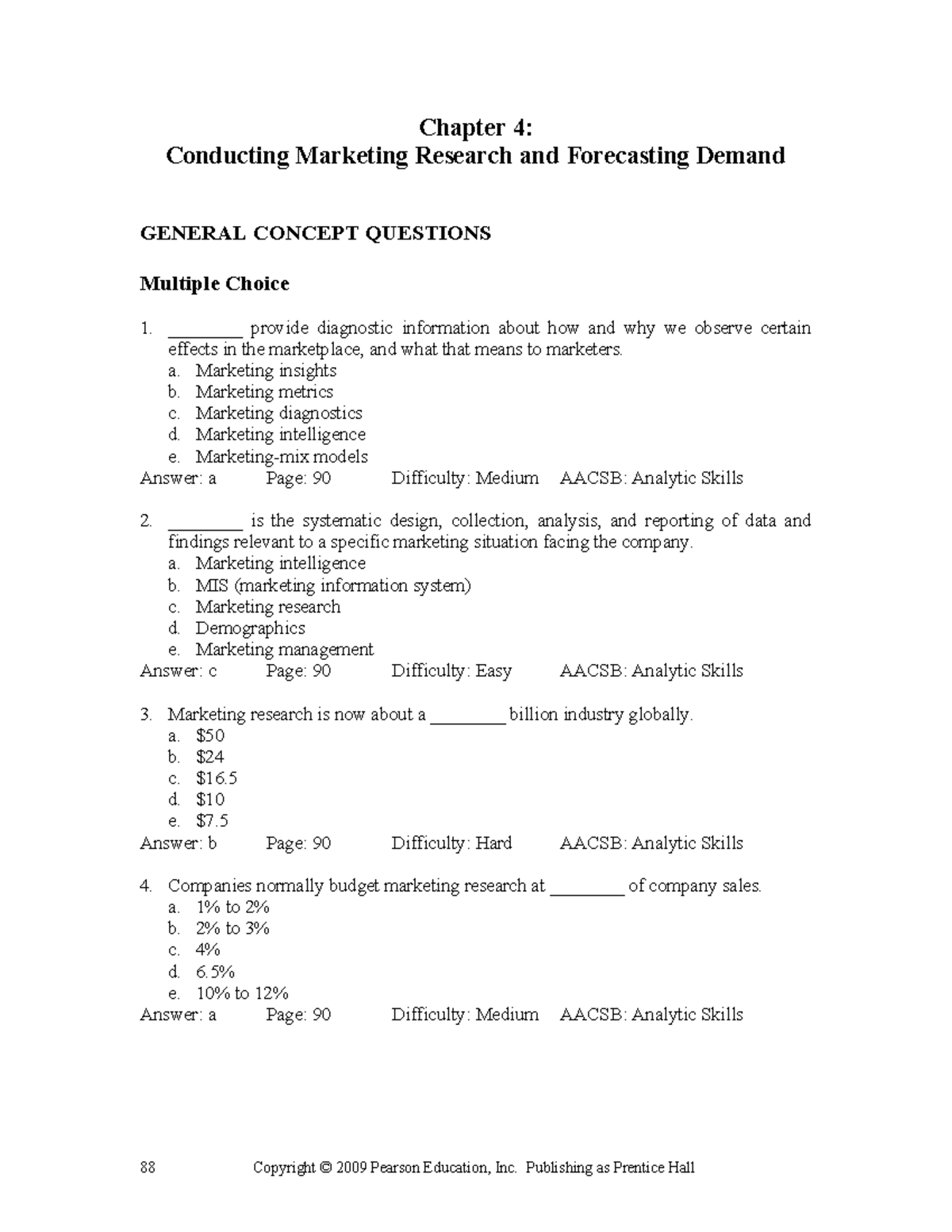 Chp 4 Test Bank: Marketing Research & Demand Forecasting Insights - Studocu