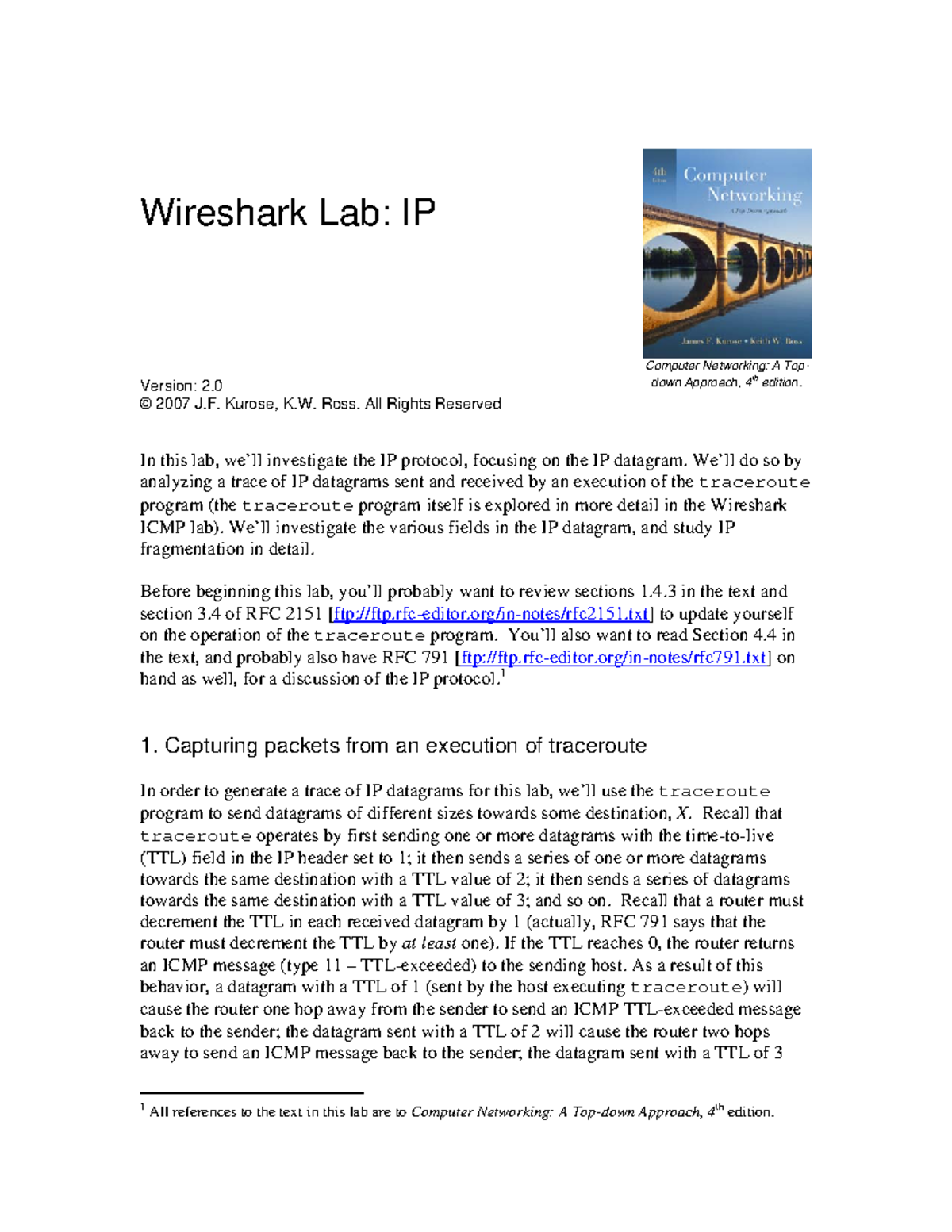 Wireshark Lab: Analyzing IP Datagram & Fragmentation Concepts - Studocu