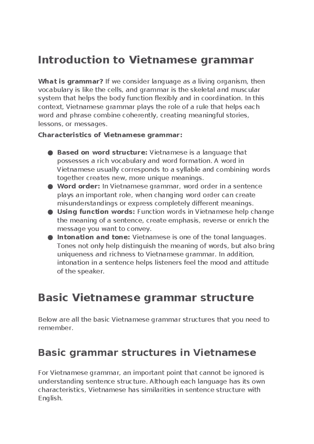 01 07 - jkld - Introduction to Vietnamese grammar What is grammar? If ...