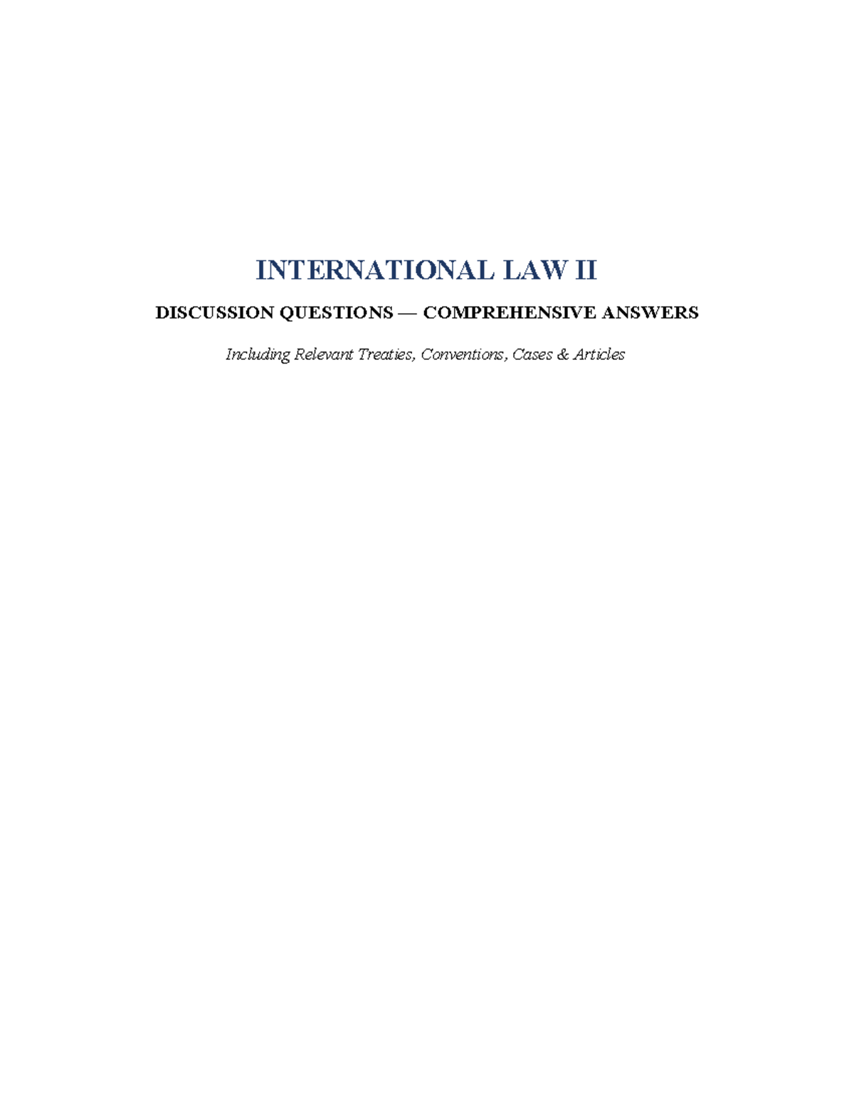 International Law II Discussion Questions & Comprehensive Answers - Studocu
