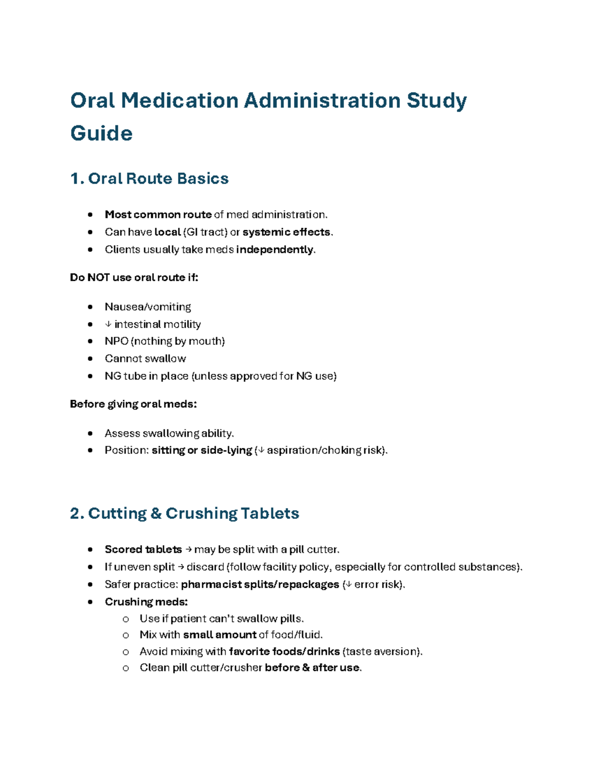 Nursing Fundamentals Study Guide: Medication Administration Techniques ...