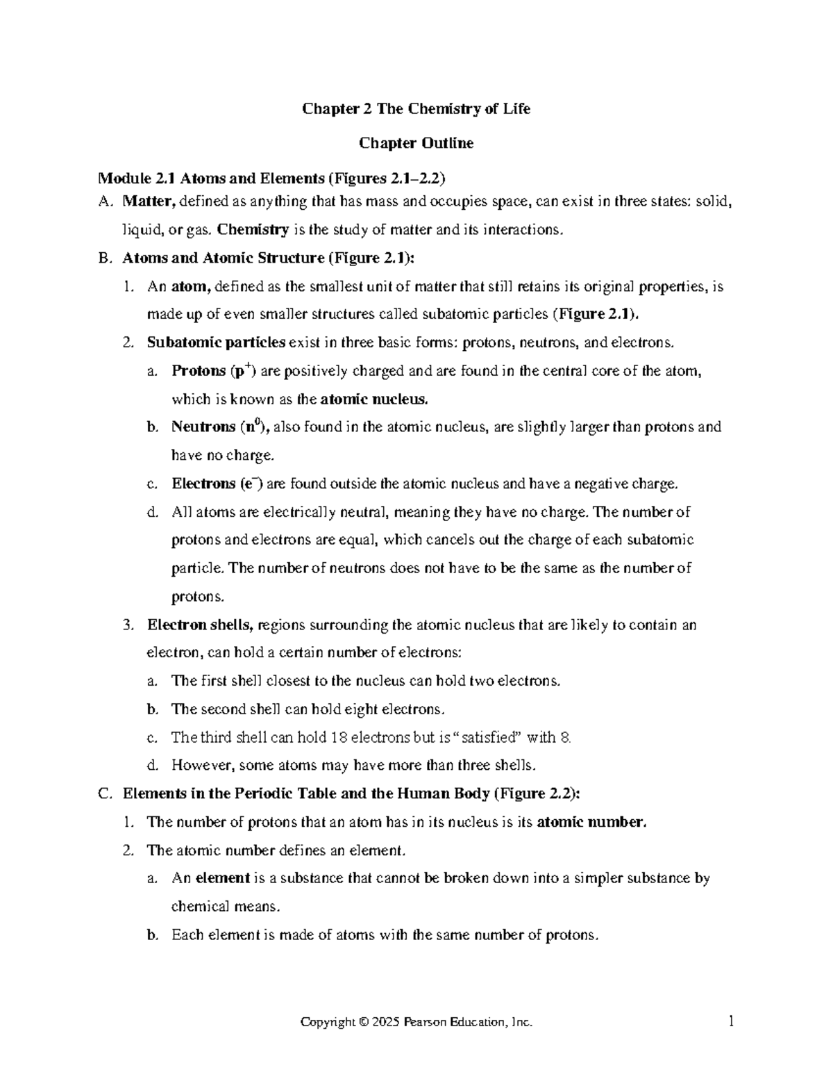 Chapter 2: The Chemistry of Life - Key Concepts & Structures Overview ...