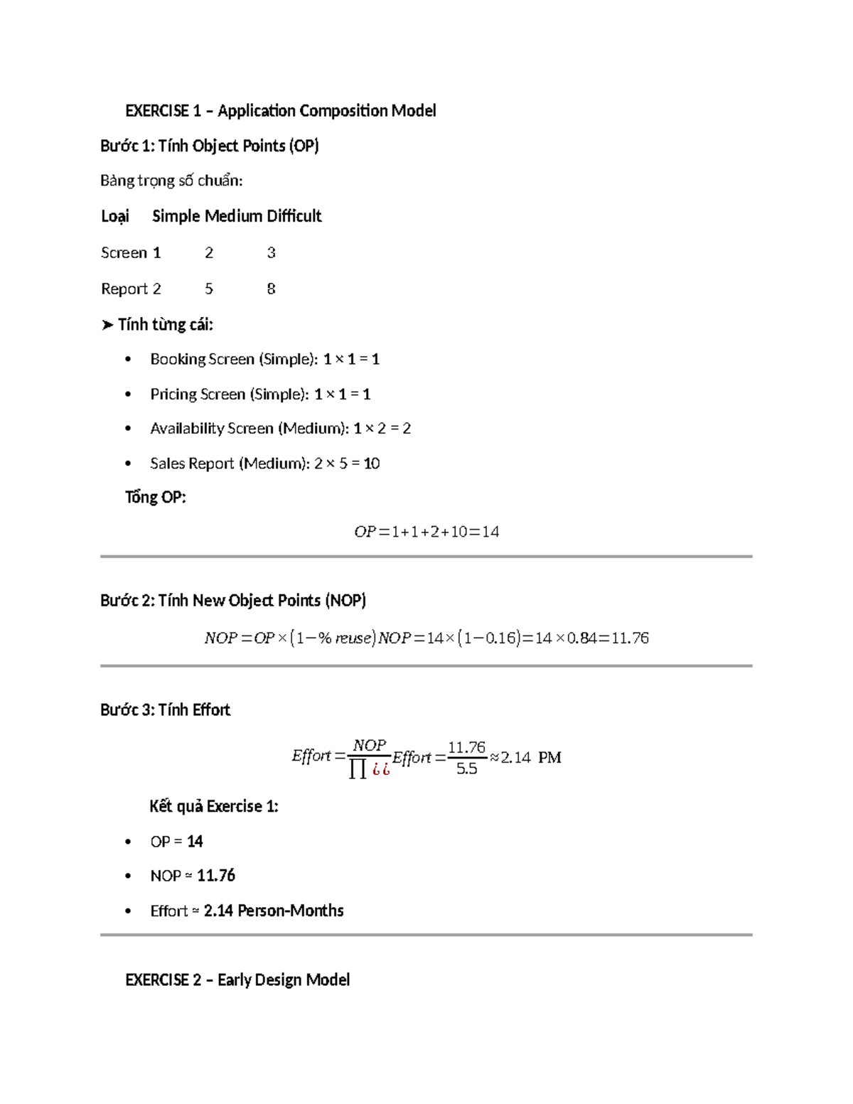 EXERCISE 1 & 2: Object & Function Points Calculation Guide - Studocu
