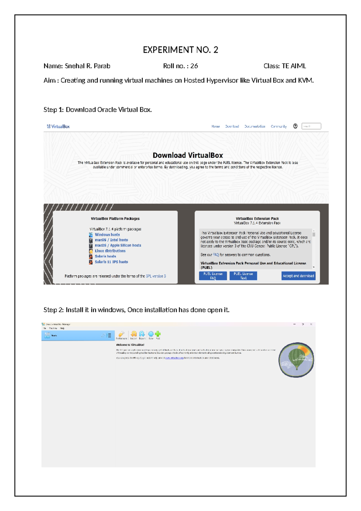 Cclab expt - good - Computer Science and Engineering (AIML) - EXPERIMENT NO. 2 Name: Snehal R ...