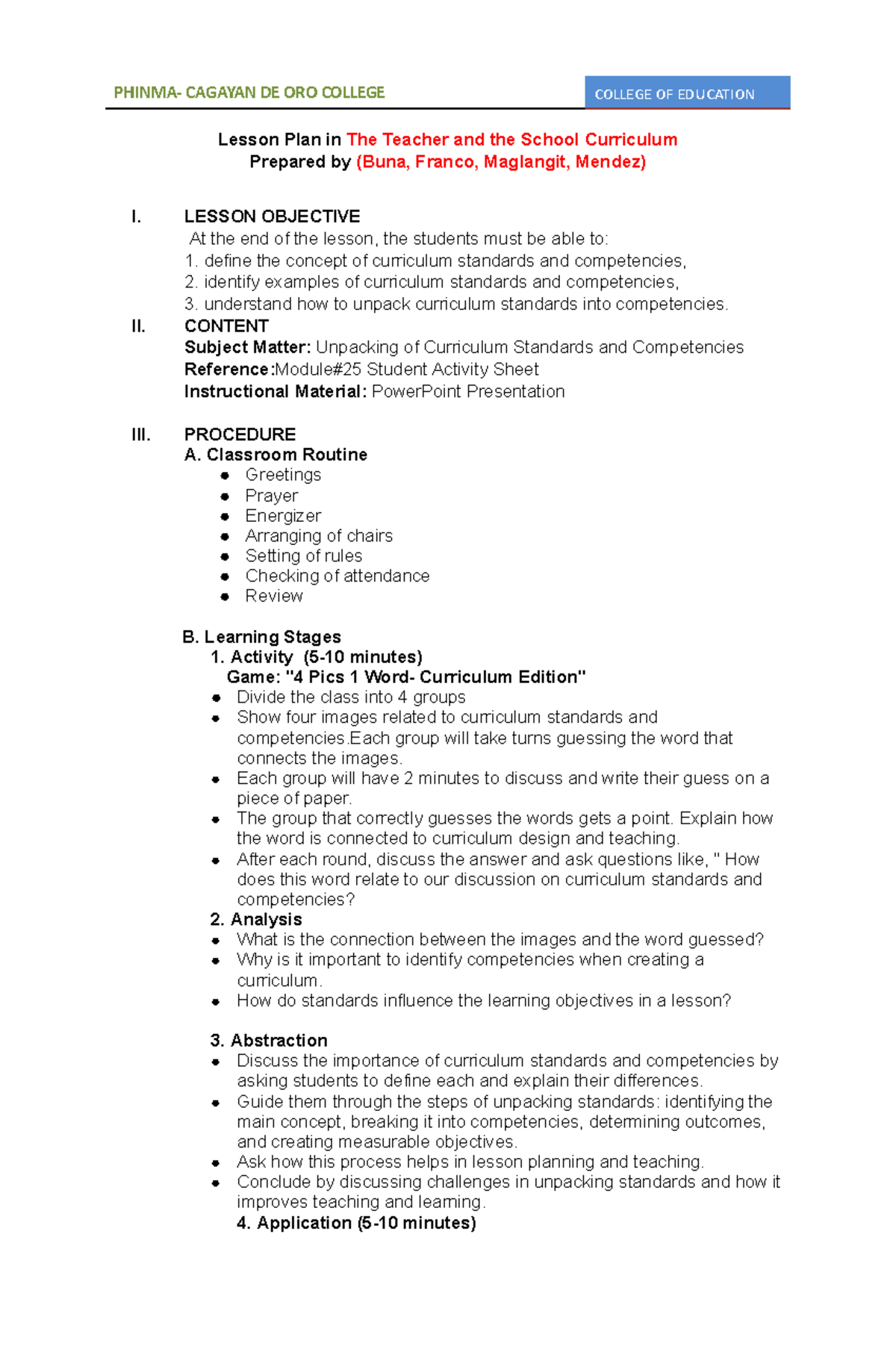 P2 Lesson PLAN EDU 532 DEMO Module 25 - Lesson Plan in The Teacher and ...