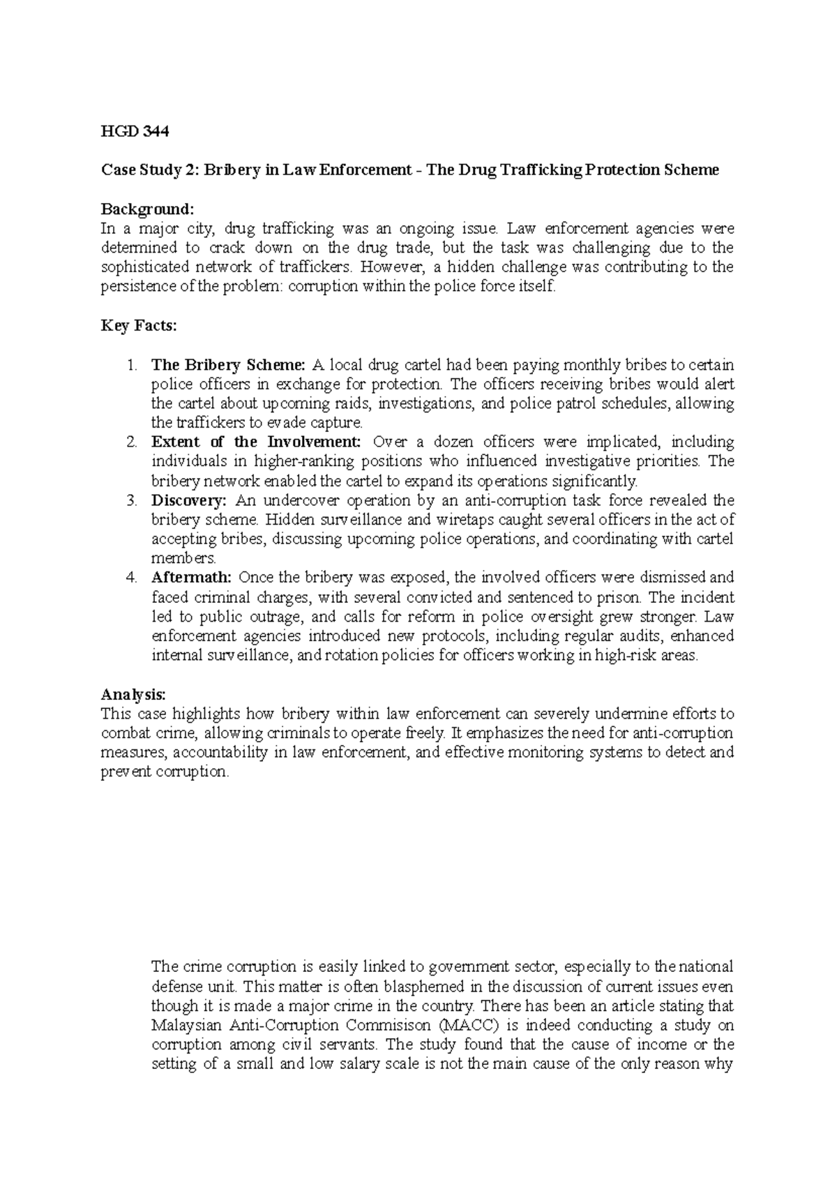 HGD 344 Case Study: Corruption in Law Enforcement and Drug Trafficking ...