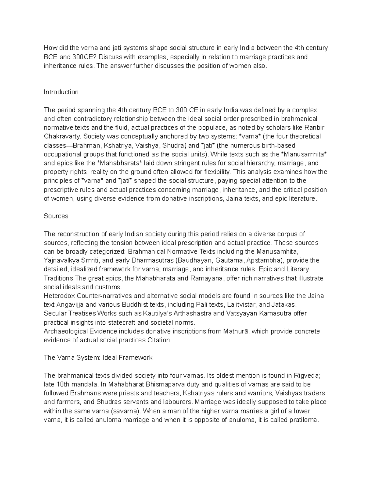The Impact of Varna and Jati Systems on Early Indian Society (4th BCE ...