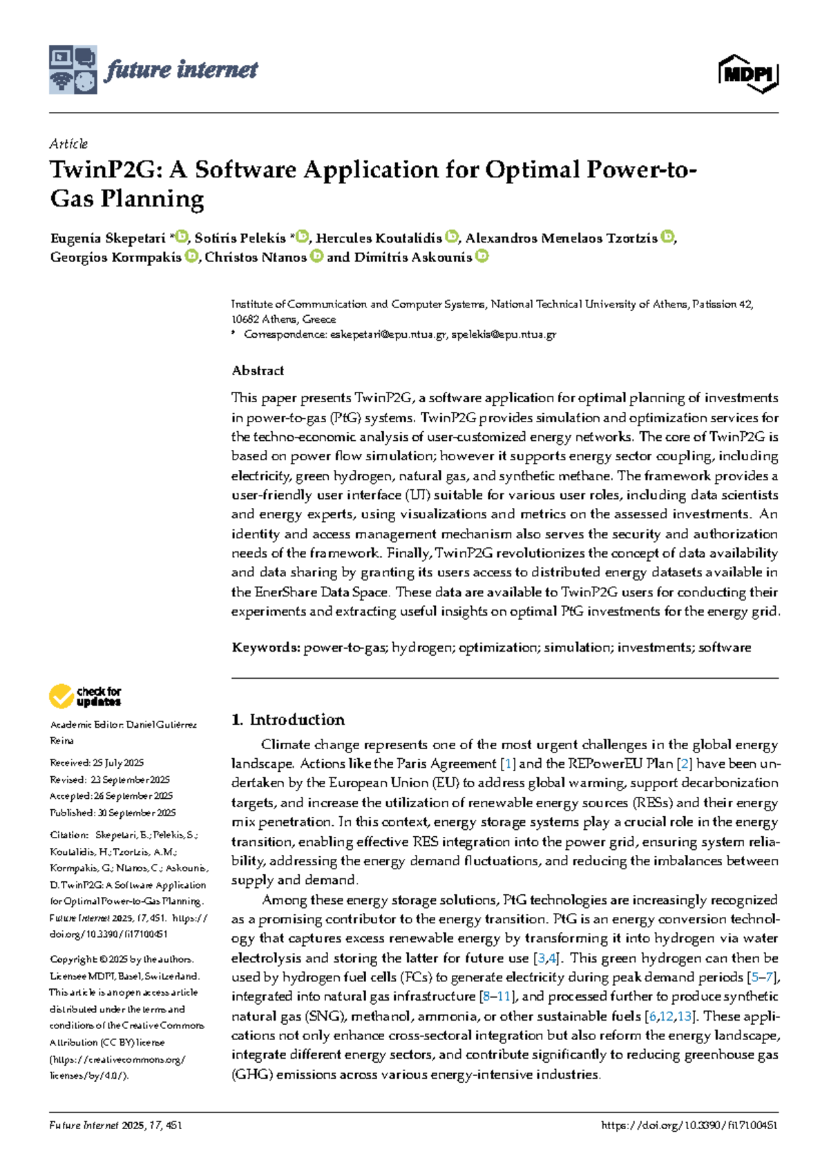 TwinP2G: Optimal Planning Software for PtG Systems (Future Internet ...