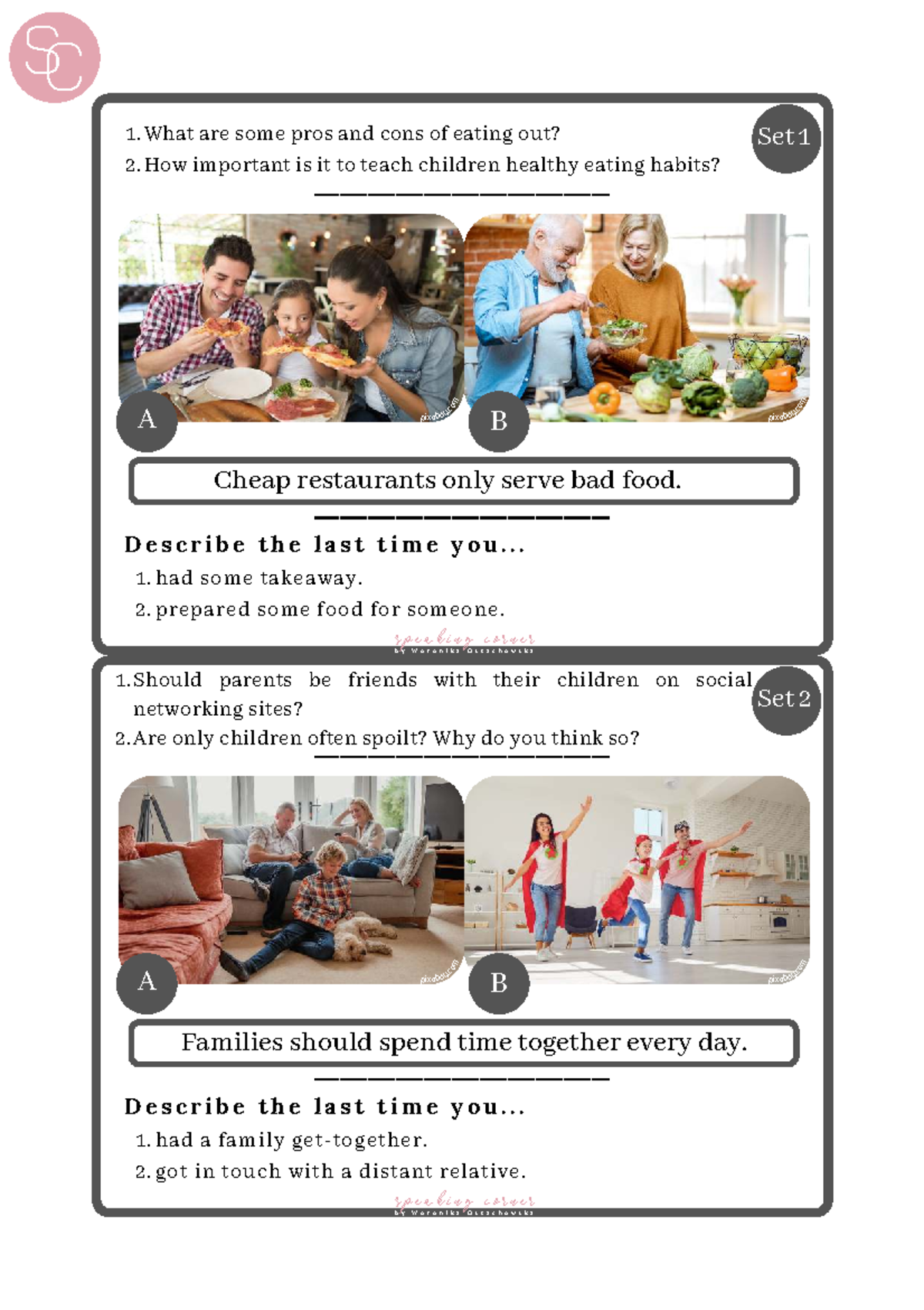 B1B2 Speaking Cards: Discussion Topics & Prompts Freebie - Studocu