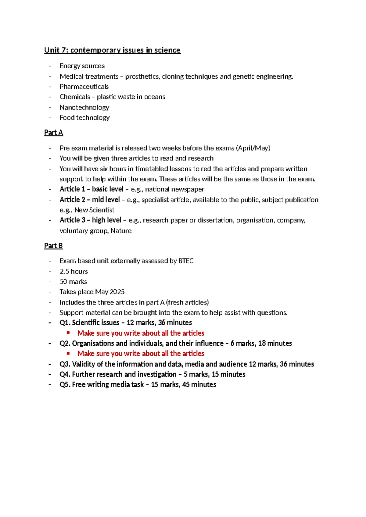 Unit 7 - Exam Guide on Contemporary Issues in Science and Questions ...