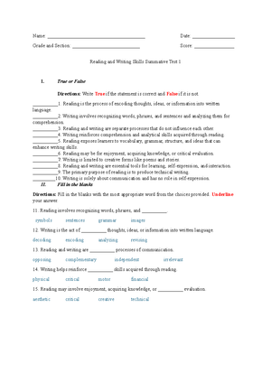 Reading and Writing: Narrative Essay Notes (ENG 101) - Studocu