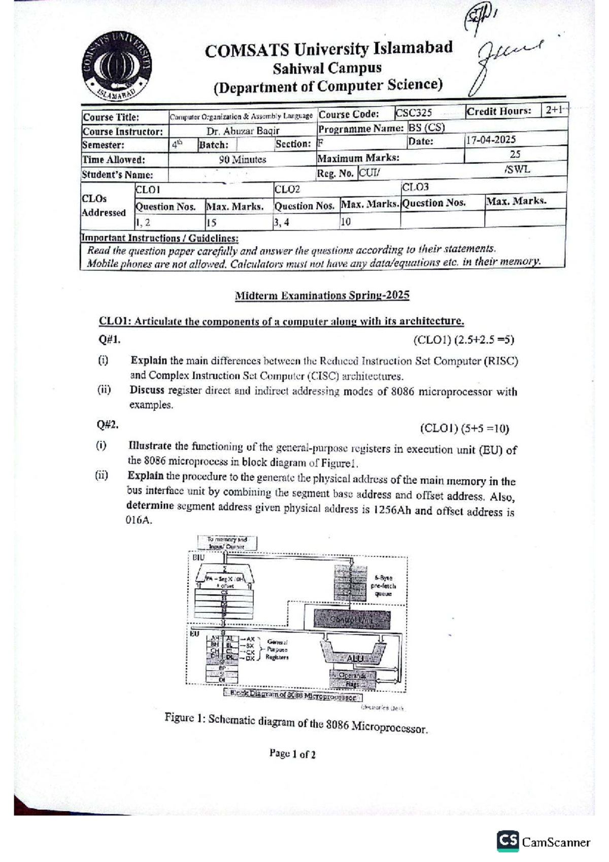 Midterm Exam Notes for CSC325: Computer Organization & Assembly ...