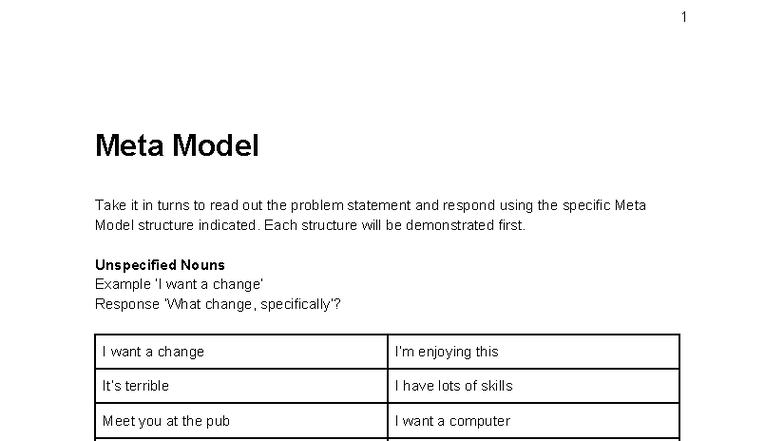 NLP Meta Model Overview - Fisiologia Document - Studocu