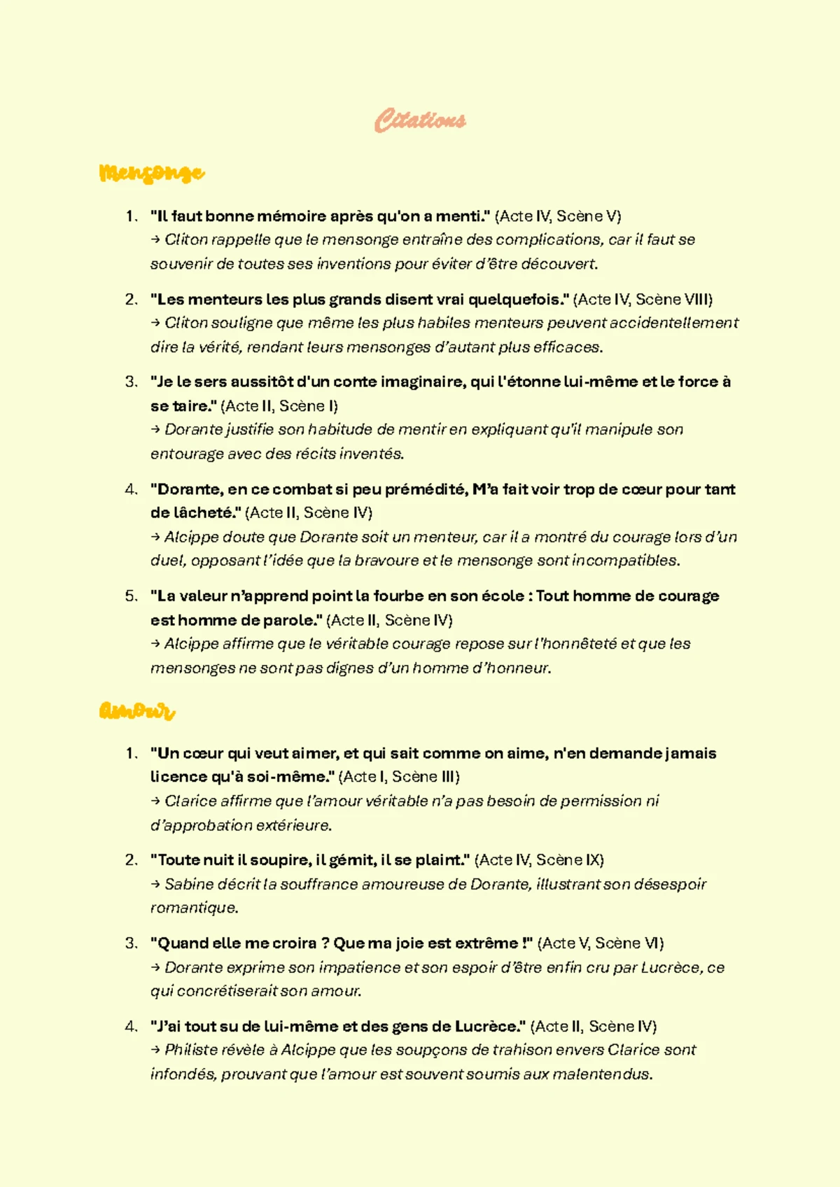 Fiche de lecture: Le Menteur de Corneille - Analyse Bac 2023 - Studocu