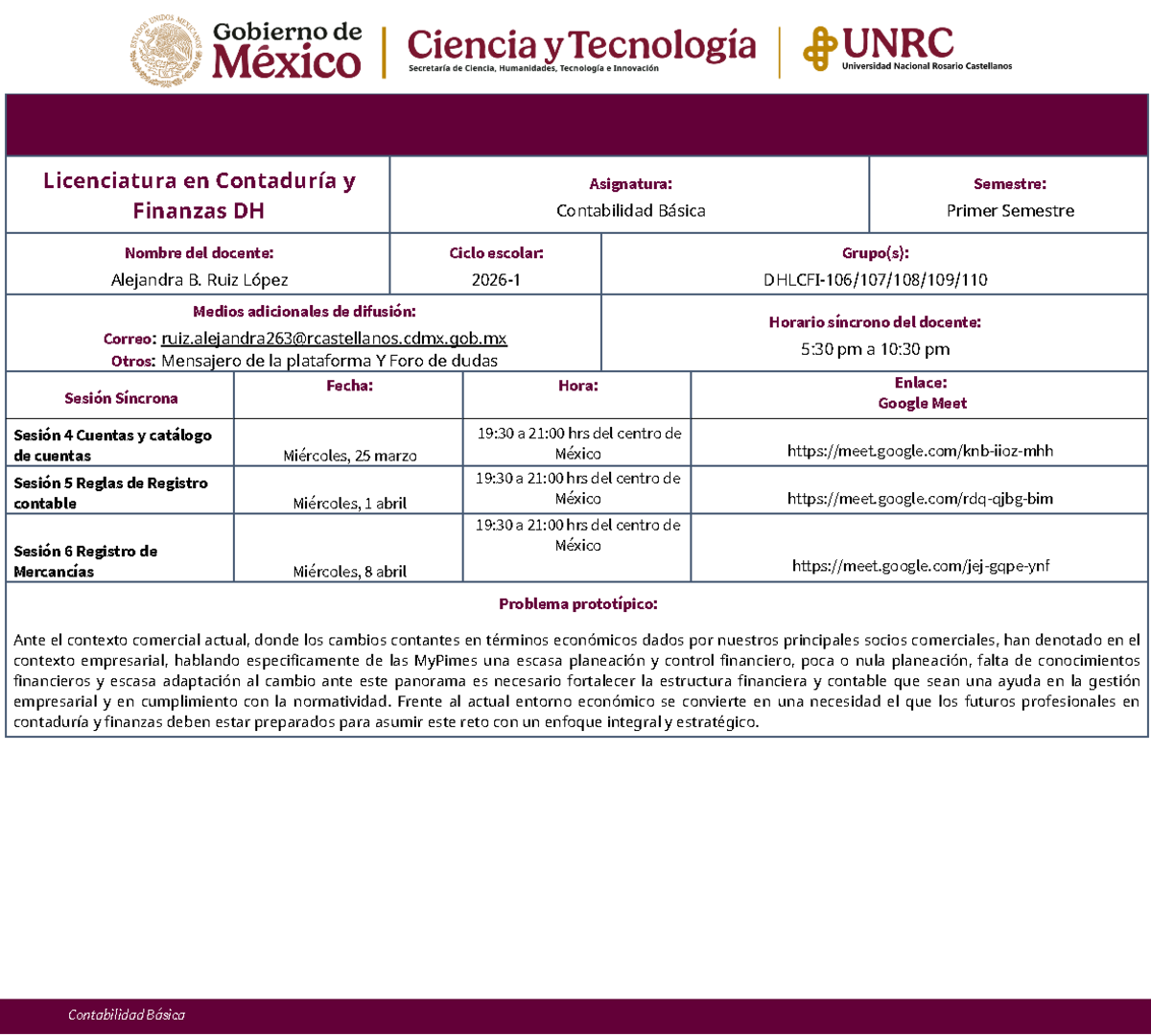 Plan de Trabajo M2: Contabilidad Básica - Lic. en Contaduría y Finanzas ...