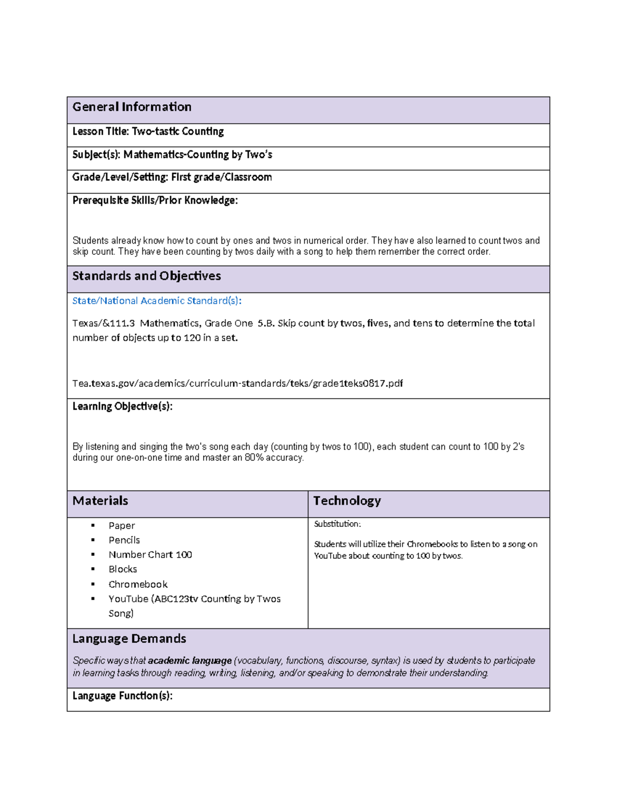 D091 Task 2 - Task 2 Passed on First Attempt - General Information Lesson Title: Two-tastic ...